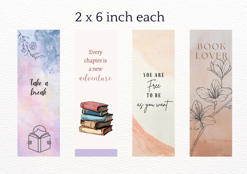 Printable Booklovers Collection Digital Bookmarks, Gift for Book Lovers ...