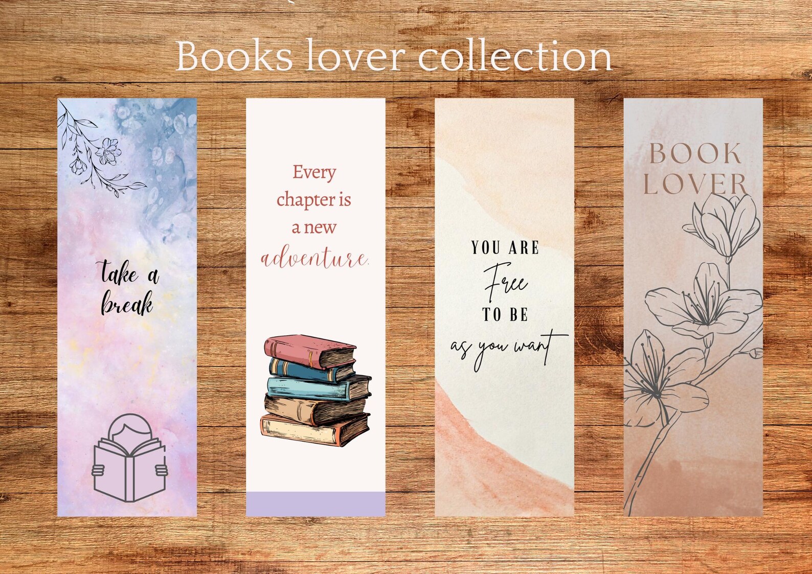Printable Booklovers Collection Digital Bookmarks, Gift for Book Lovers ...