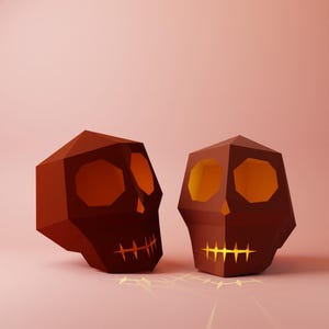 3D Papercraft Easy Halloween Skull DIY Model in Pdf, Dxf & Svg Format ...
