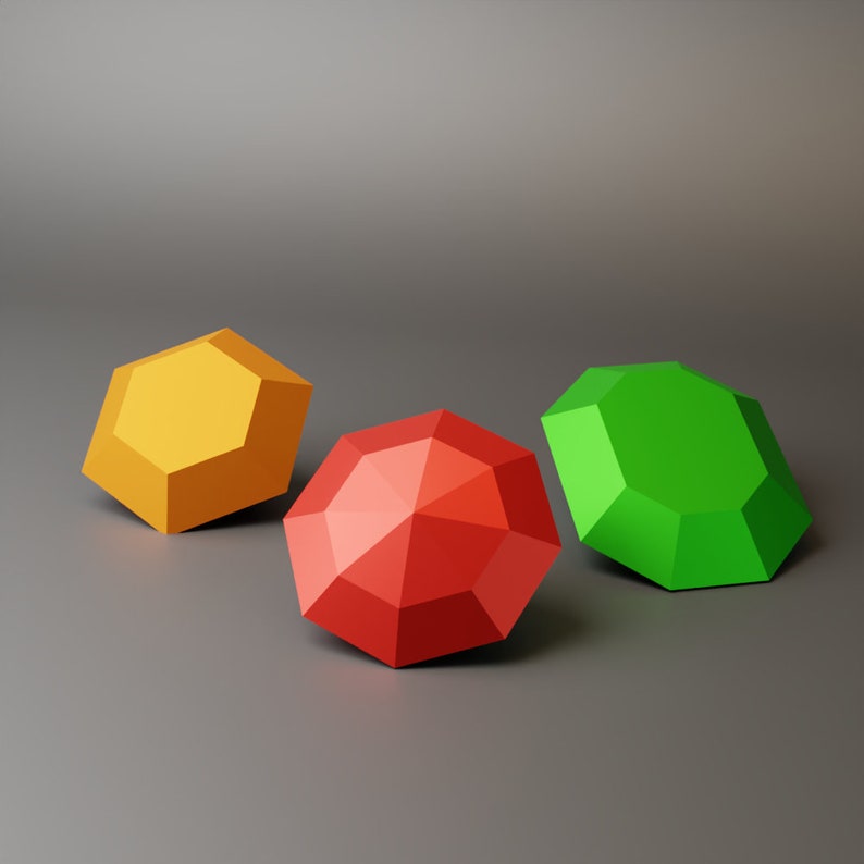 3D Papercraft Diamond DIY Model Template - 3 Models Pdf, Dxf & Svg ...