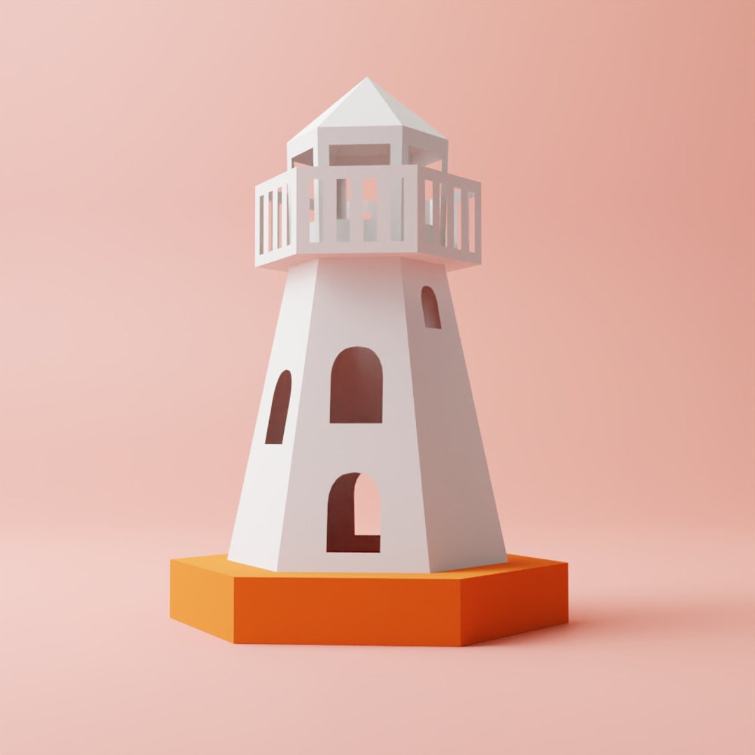 3D Paper Lighthouse Model, DIY Craft Template (pdf, Svg, Dxf) - Etsy