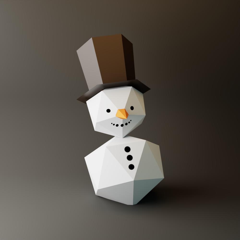 Snowman 3D Papercraft Template Christmas Decor DIY Model in Pdf, Dxf ...
