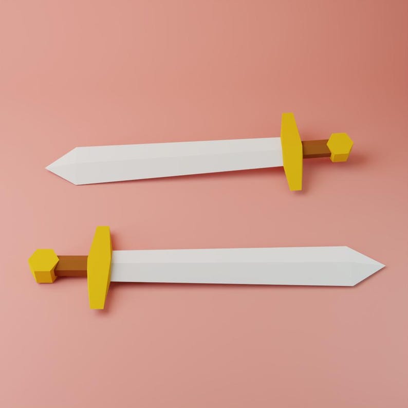 DIY Papercraft 3D Sword Model Template, Step-by-step Origami Sword ...