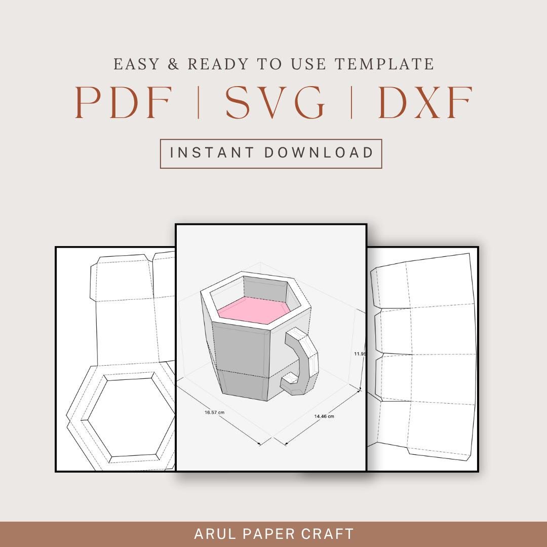Low Poly Coffee Cup Papercraft Template (PDF, SVG, DXF) - Etsy