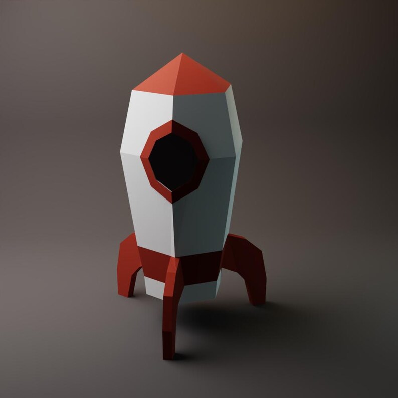 3d Rocket Ship LOW POLY DIY Model Template in Pdf, Dxf and Svg Format ...
