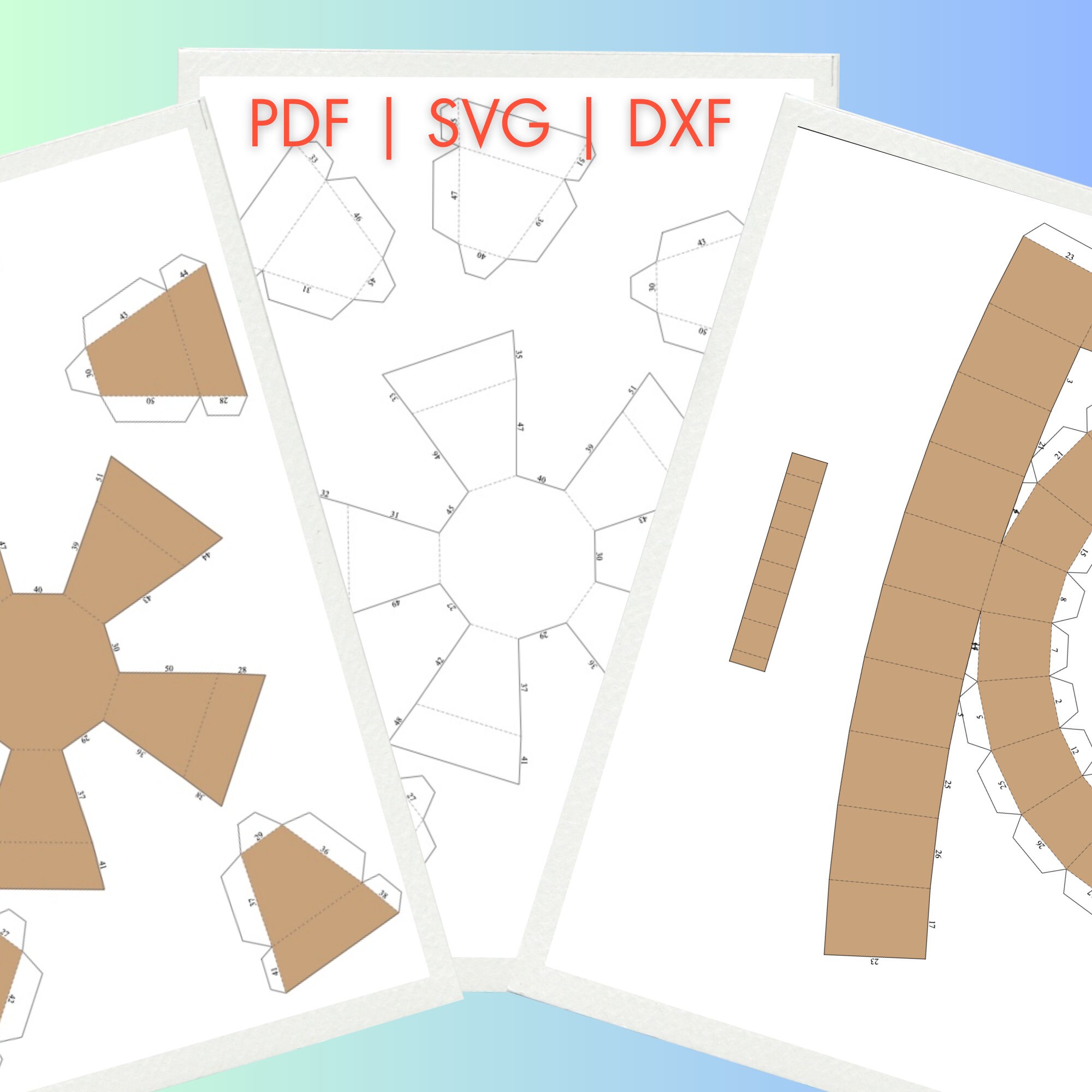 3d Teacup and Saucer LOW POLY DIY Model Template in Pdf, Dxf and Svg ...