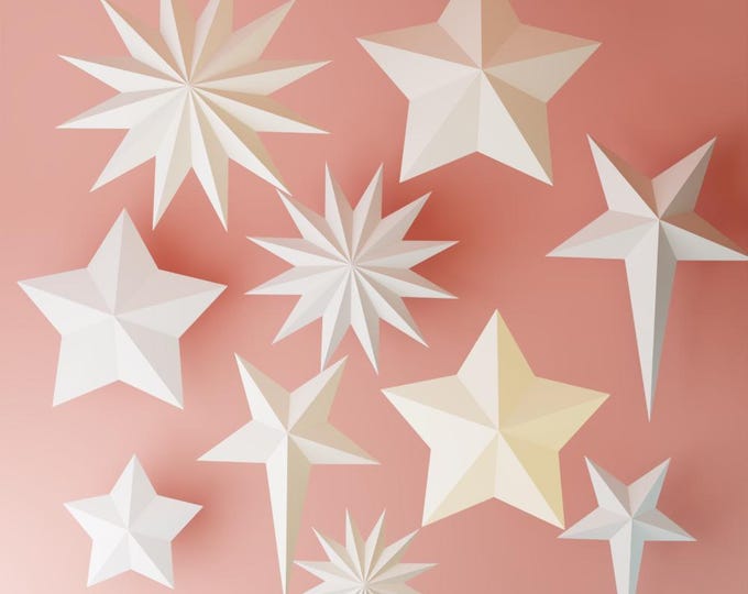 Star Template, Star Papercraft, Low Poly, DIY Star, Printable Template ...