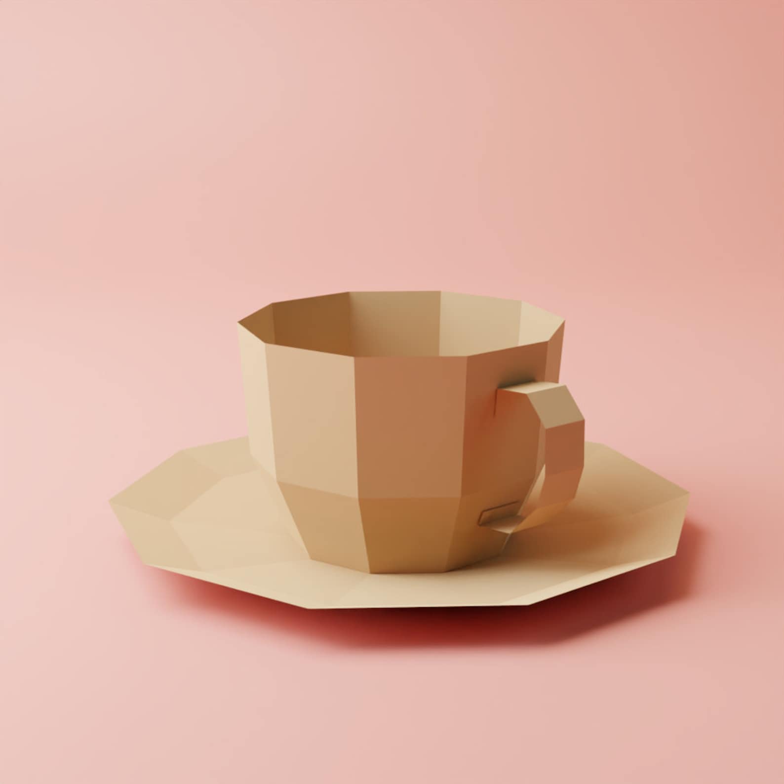 3d Teacup and Saucer LOW POLY DIY Model Template in Pdf, Dxf and Svg ...