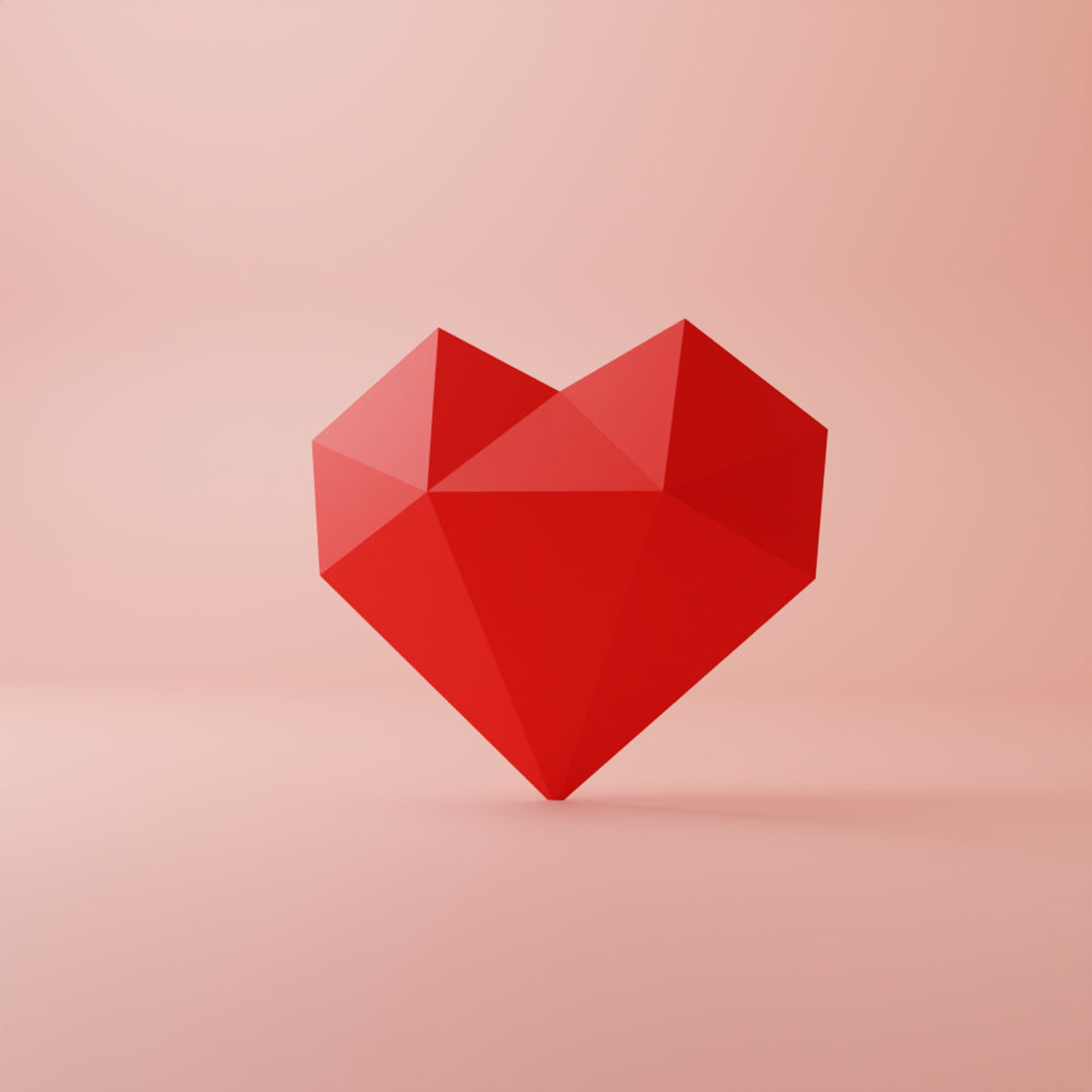 3D Heart Lowpoly DIY Model Template - Pdf, Dxf & Svg Format, Perfect ...