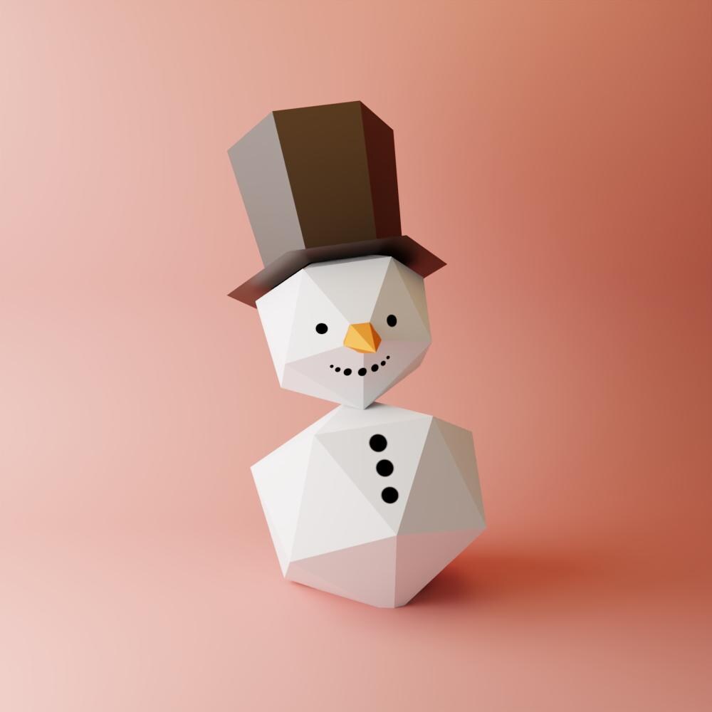 Snowman 3D Papercraft Template Christmas Decor DIY Model in Pdf, Dxf ...