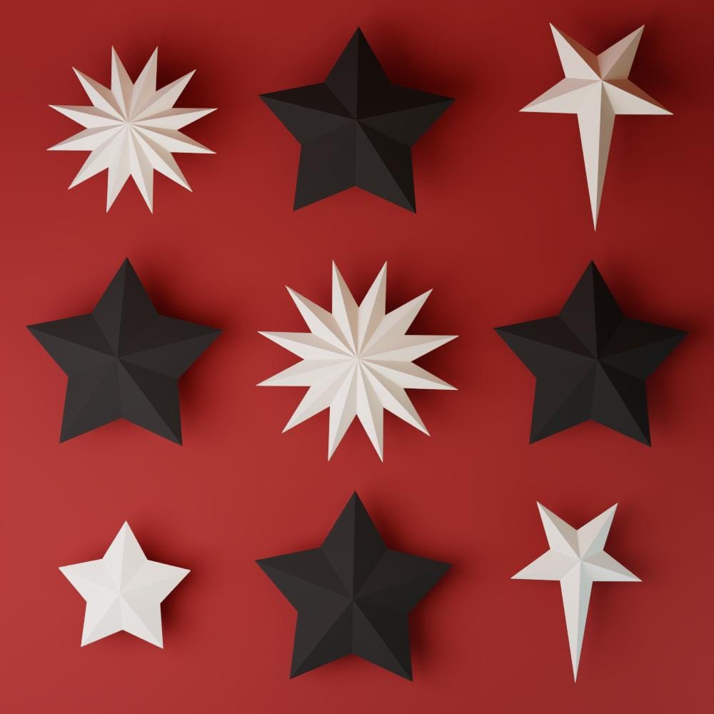 Different Variety Star 3D Papercraft, Multiple Size Template DIY Model ...
