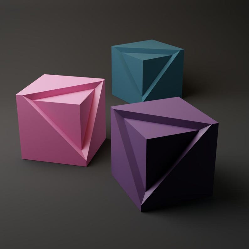 3d Easy Cube Paperweight Papercraft Diy Model Papercraft in Pdf, Dxf ...
