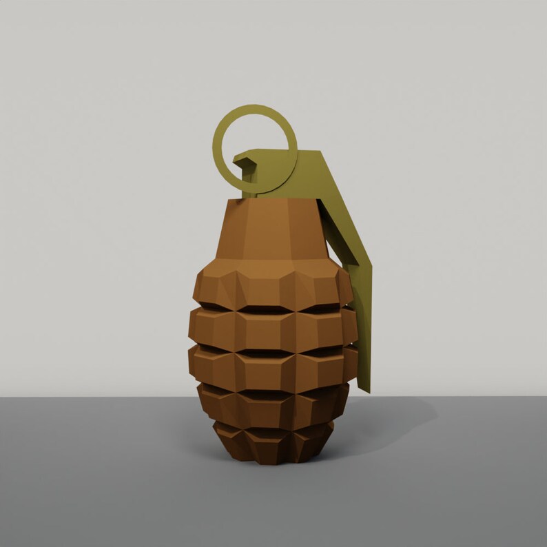 3d Hand Grenade Low Poly Diy Model PAPER CRAFT TEMPLATE in Pdf, Dxf and ...