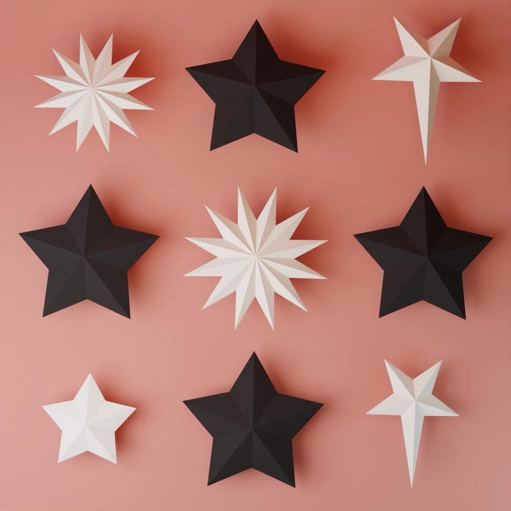 Different Variety Star 3D Papercraft, Multiple Size Template DIY Model ...