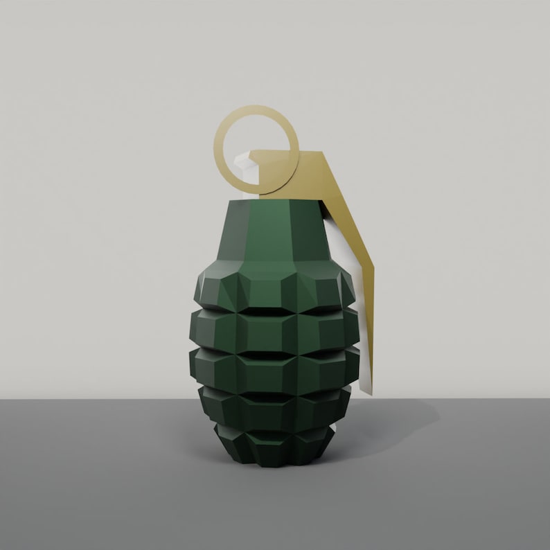 3d Hand Grenade Low Poly Diy Model PAPER CRAFT TEMPLATE in Pdf, Dxf and ...