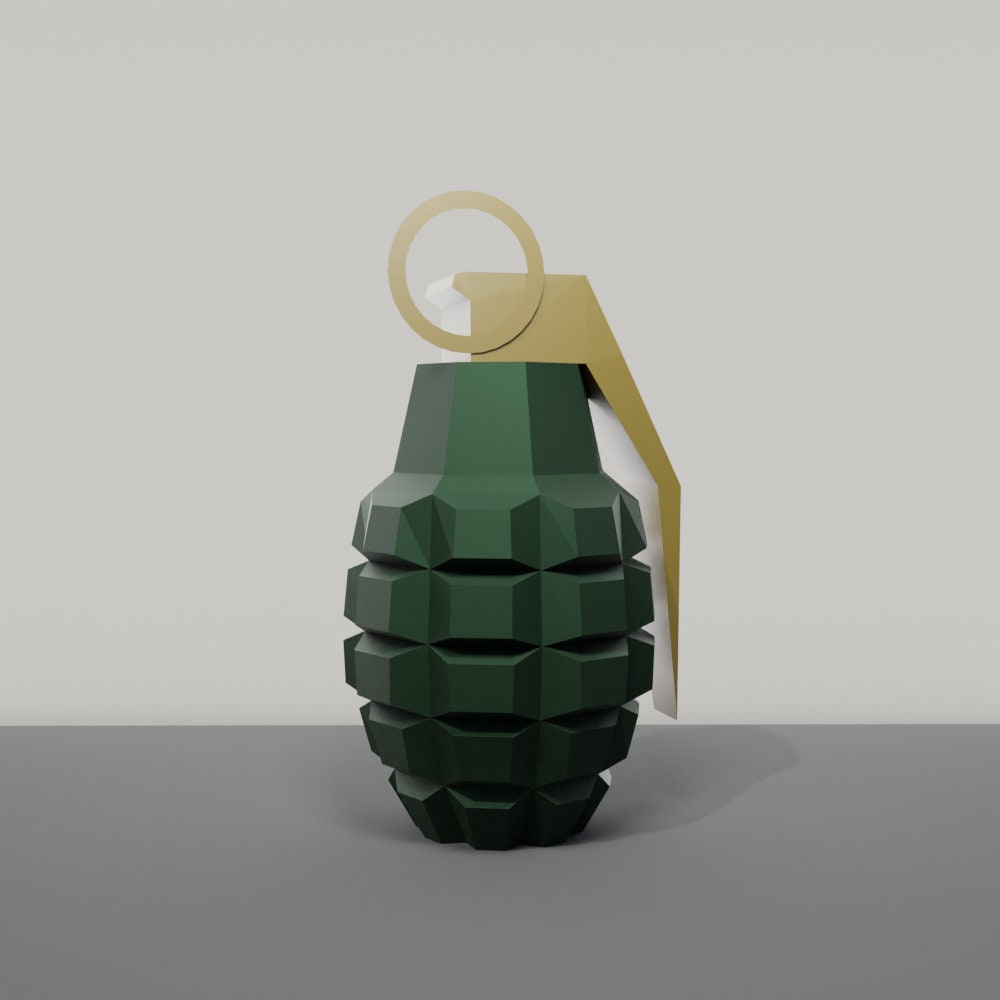 3d Hand Grenade Low Poly Diy Model PAPER CRAFT TEMPLATE in Pdf, Dxf and Svg Format, Kids ...