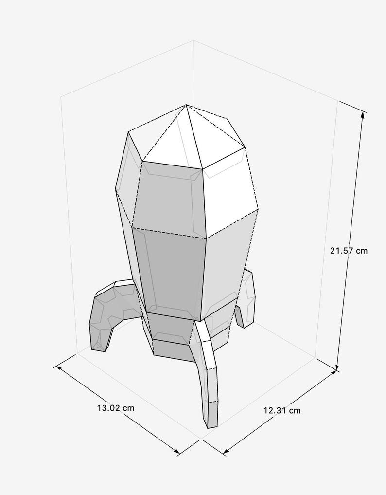 3d Rocket Ship LOW POLY DIY Model Template in Pdf, Dxf and Svg Format ...