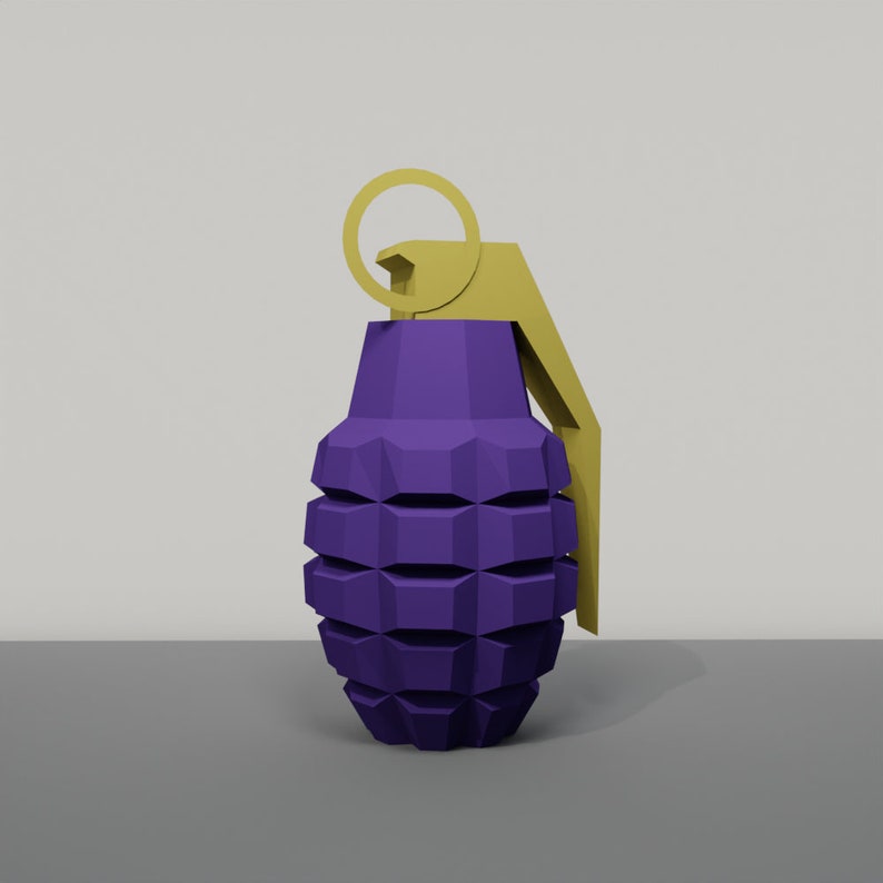 3d Hand Grenade Low Poly Diy Model PAPER CRAFT TEMPLATE in Pdf, Dxf and ...