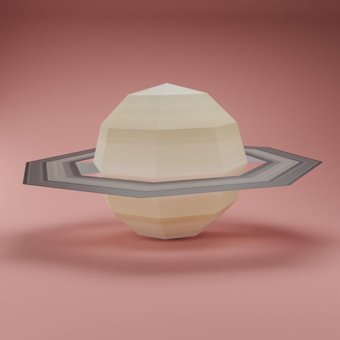 Low Poly 3D Saturn Model, DIY Papercraft Template (pdf, Svg, Png, Dxf ...