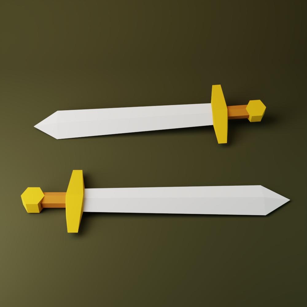 DIY Papercraft 3D Sword Model Template, Step-by-step Origami Sword ...