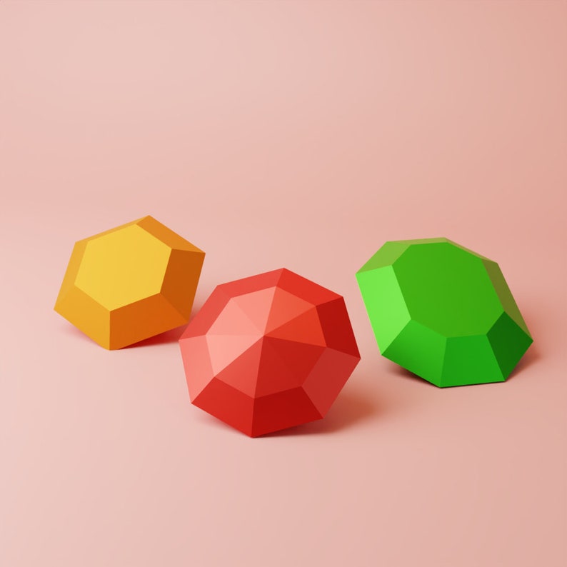 3D Papercraft Diamond DIY Model Template - 3 Models Pdf, Dxf & Svg ...