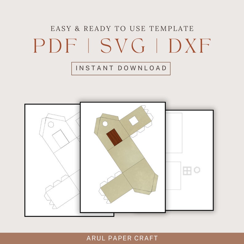 3d House Paper Craft DIY Model TEMPLATE in Pdf, Dxf and Svg Format ...