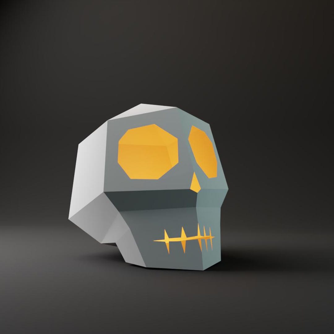 3D Papercraft Easy Halloween Skull DIY Model in Pdf, Dxf & Svg Format ...