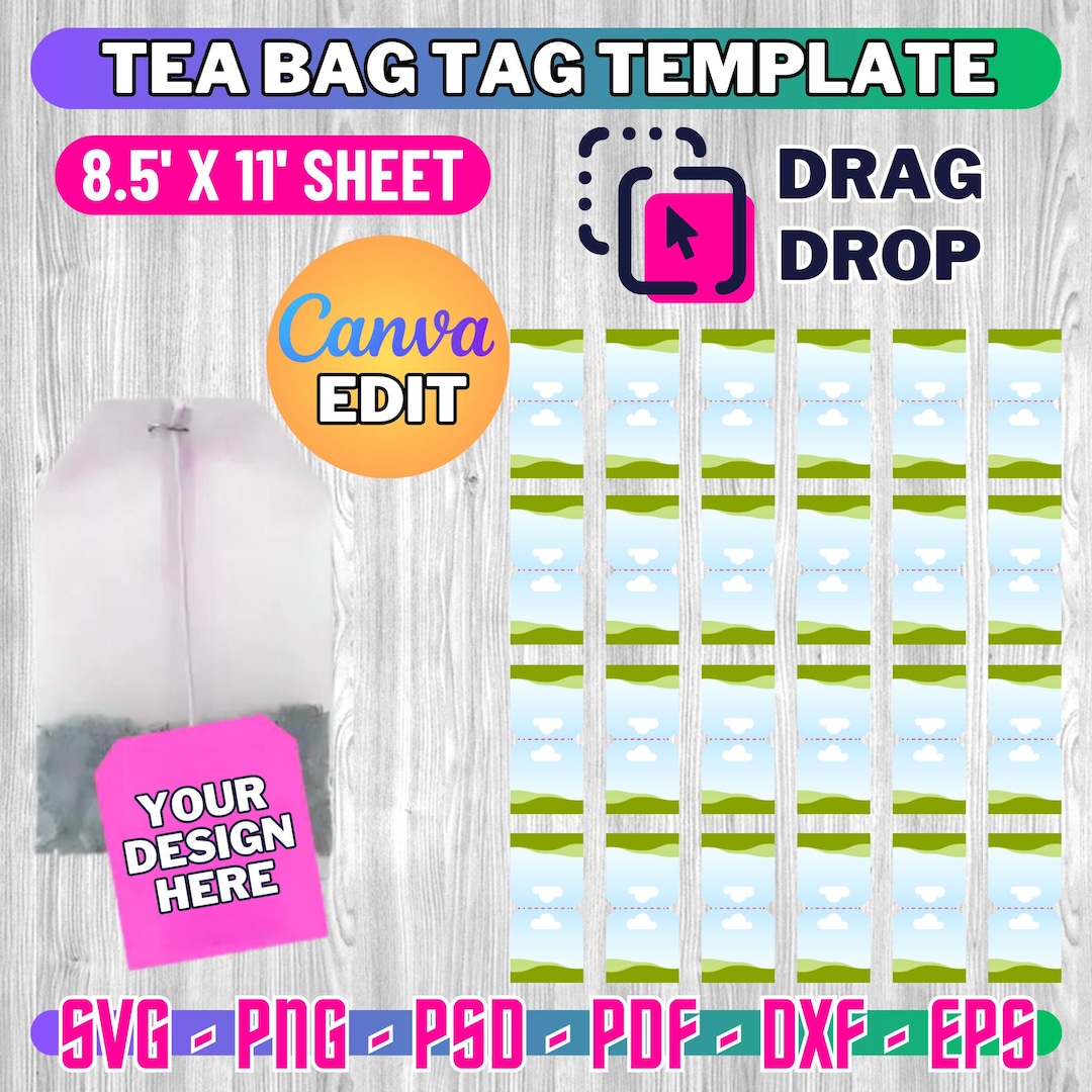 Tea Bag Tag Template, Tea Bag Label Template, Tea Bag Label Svg, Tea ...