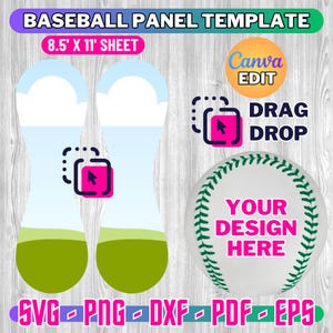 Baseball Panel Template Svg, Baseball Leather Blank Template, Photo ...