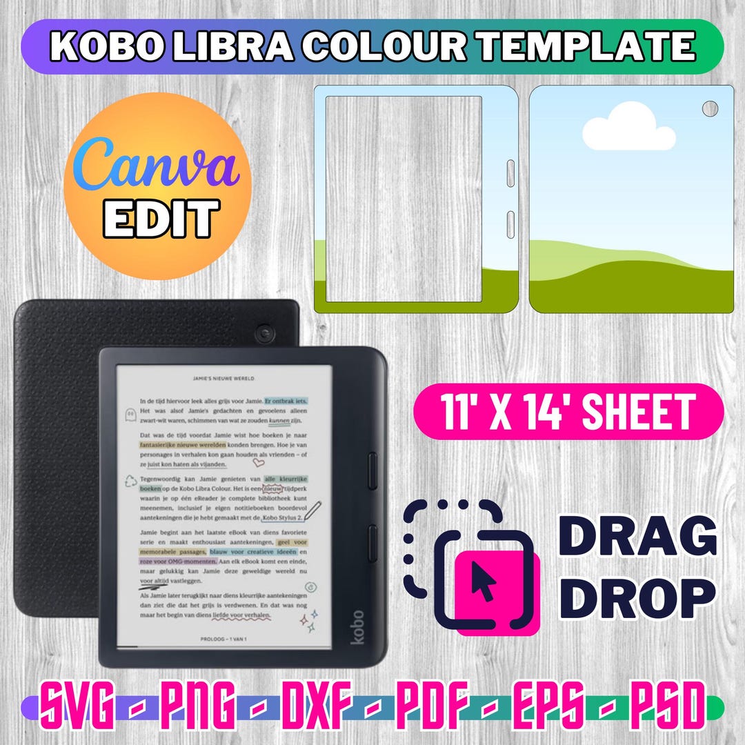 Kobo Libra Colour Template: Clear Case Insert (digital Download) - Etsy