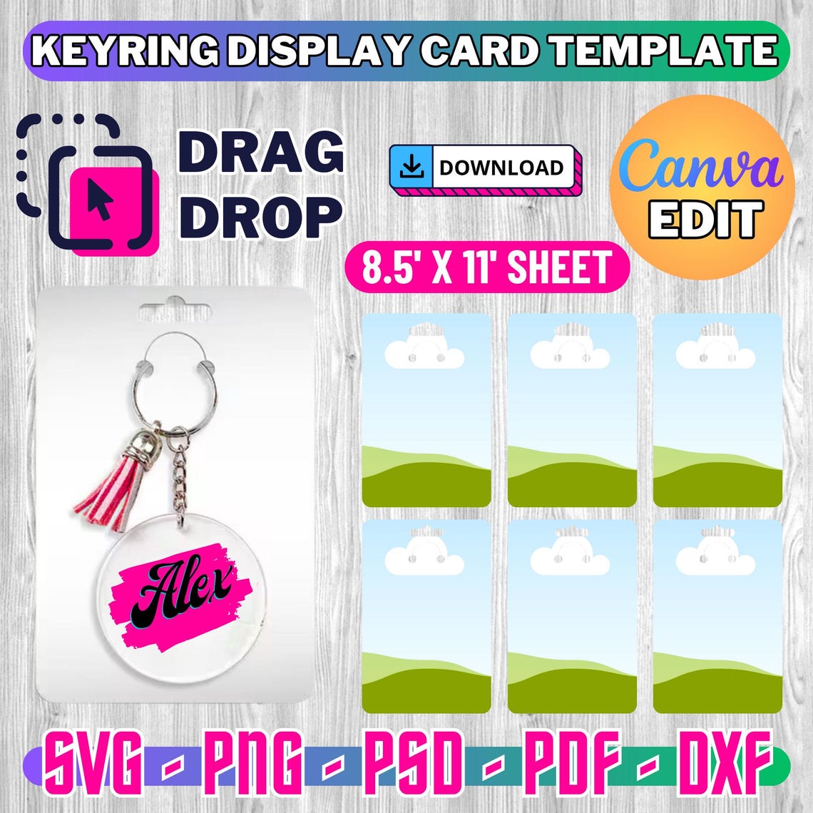 Keychain Display Card Template, Keyring Display Card Svg, Keyring ...