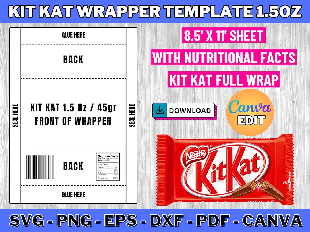 Kit Kat Wrapper Template 1 5oz 45g Candy Wrapper Kit Kat Candy Bar