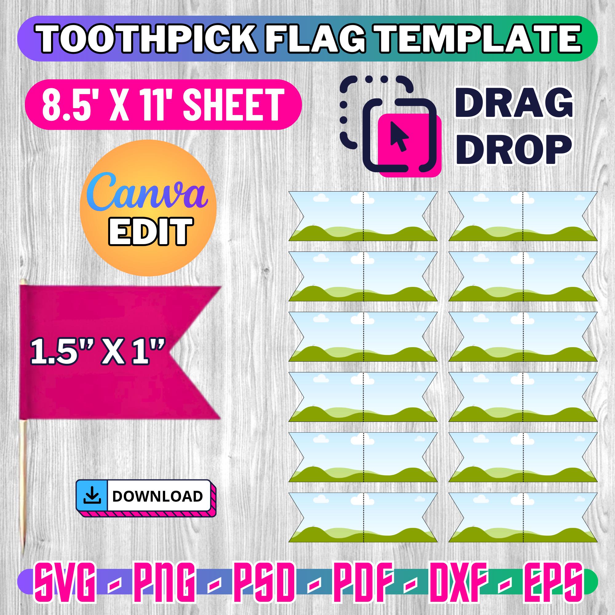 Toothpick Flag Template, Cupcake Flag Template, Cake Topper Template ...