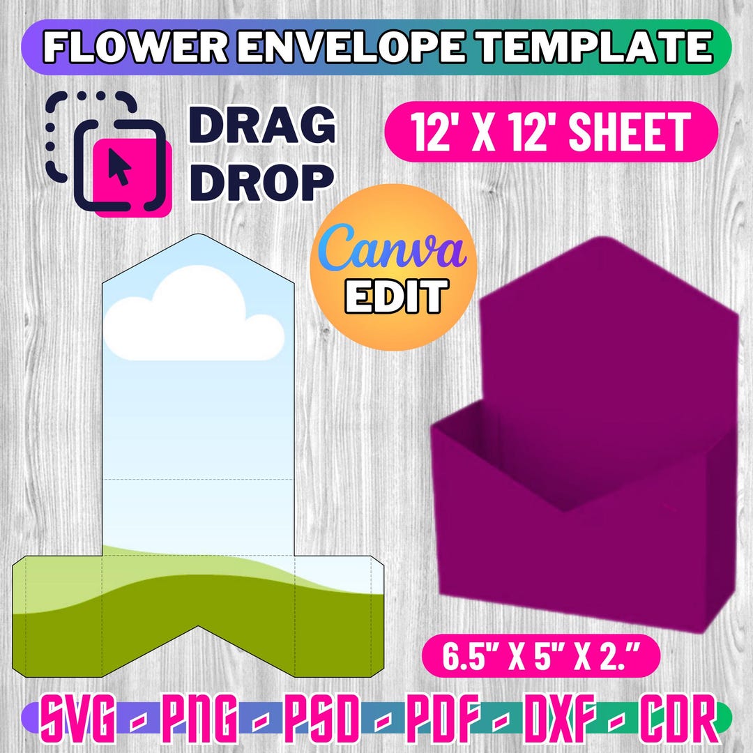 Flower Envelope Template, Flower Envelope Box Template, Blank Template ...
