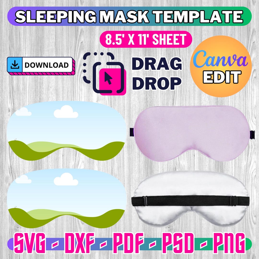 Sleeping Mask Svg, Sleep Eye Mask Template Sublimation, Customized Eye ...