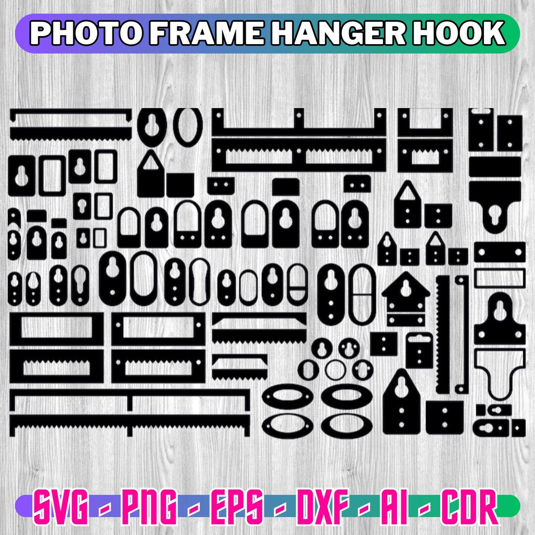 Photo Frame Hanger Hook Bundle, Sawtooth Hanger, Frame Hangers Template ...