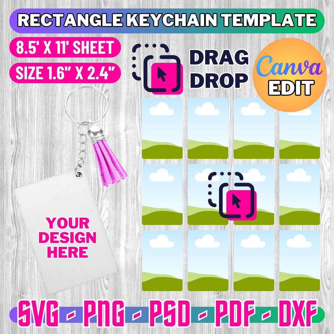 Rectangle Keychain Template, Keychain Template Svg, Sublimation ...