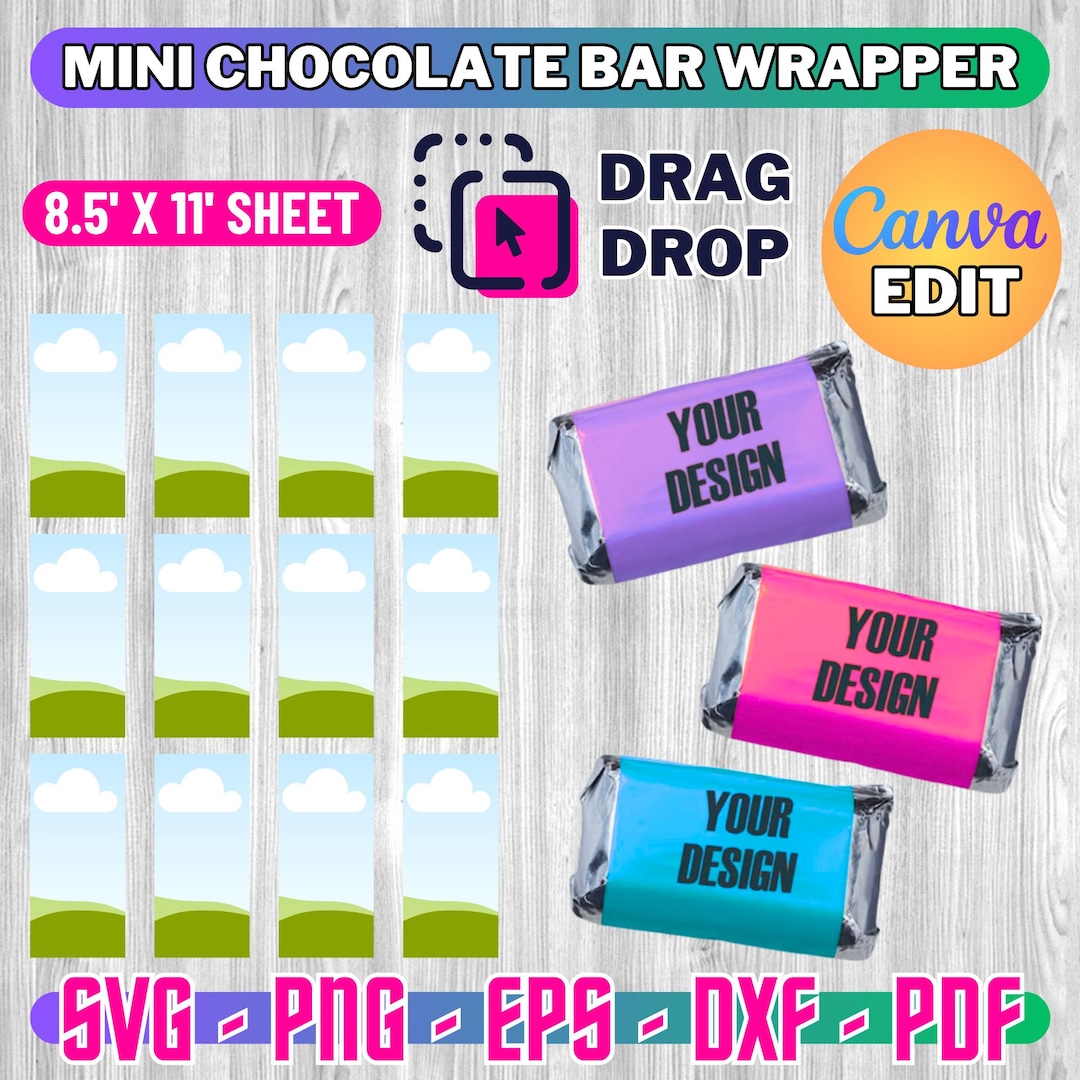 Mini Chocolate Wrapper Template: Candy Bar SVG, Party Favor (digital ...
