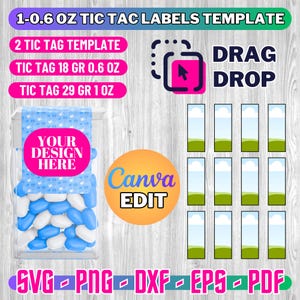 Tic Tac Label Template: Blank Wrapper, SVG Files (digital Download ...