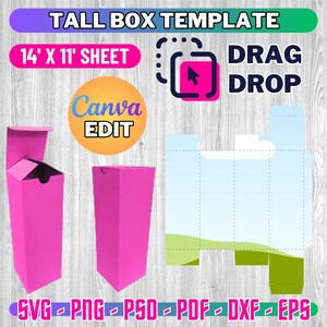 Tall Box Template, Tall Gift Box Template, Tall Box Svg, Gift Box Svg ...