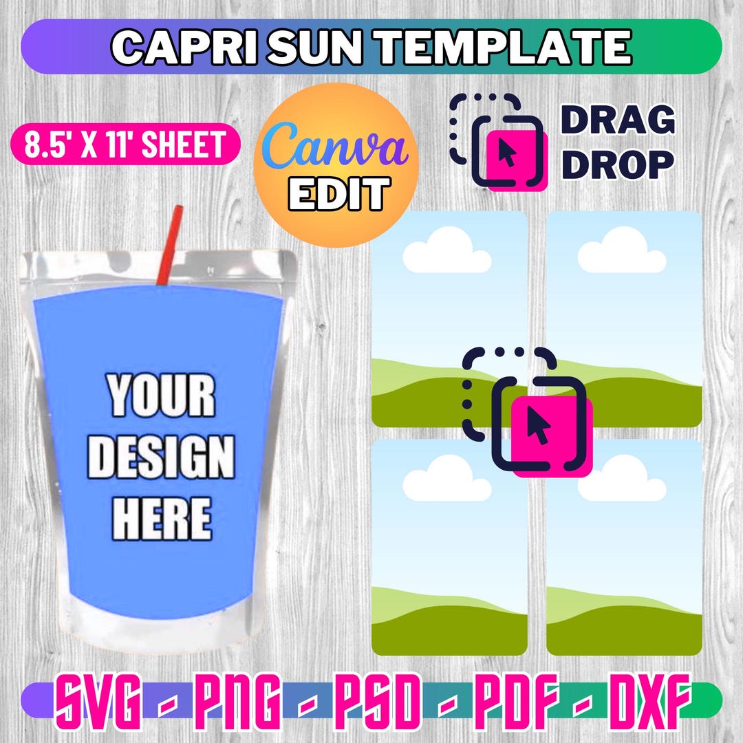 Capri Template Svg, Blank Capri Sun Template, Juice Pouch Label, Juice ...