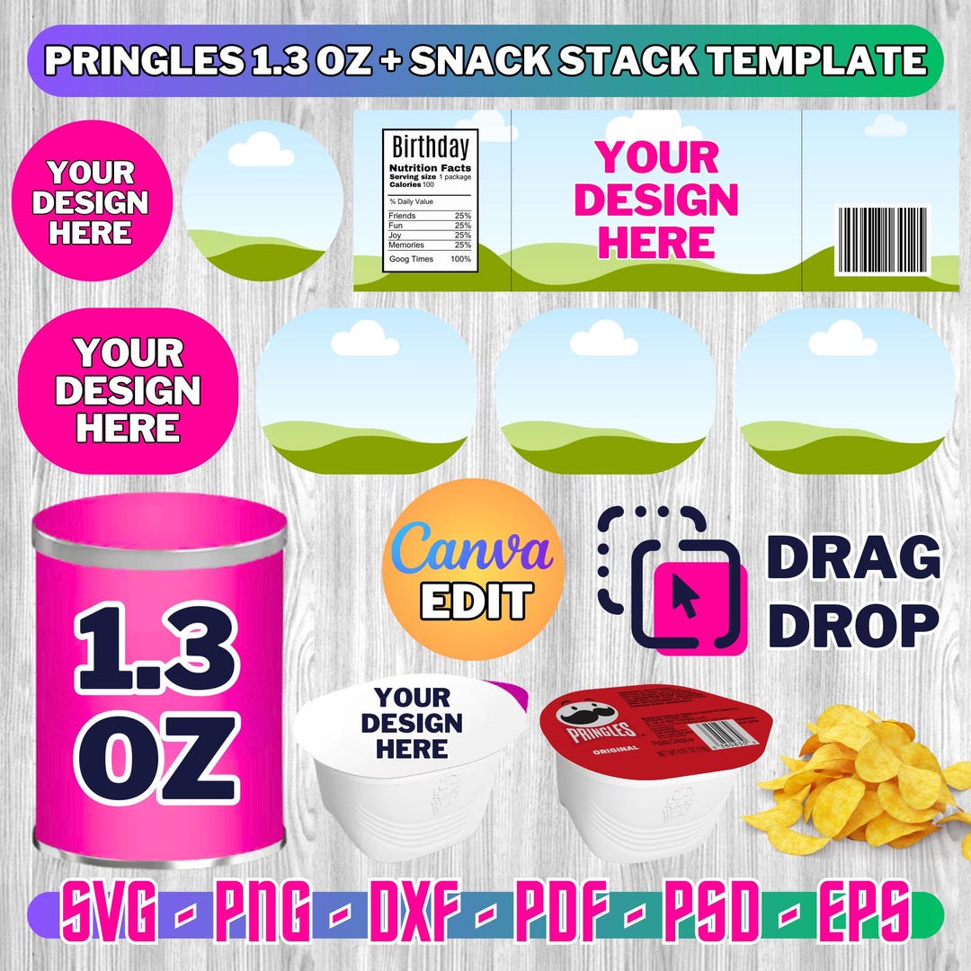 Pringles 1.3 Oz Label Template: Snack Stack Chip Topper (digital ...