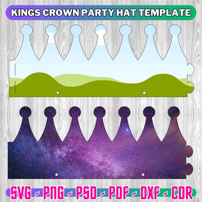 Kings Crown Party Hat Template, Party Hat SVG, Part Favor Box SVG ...