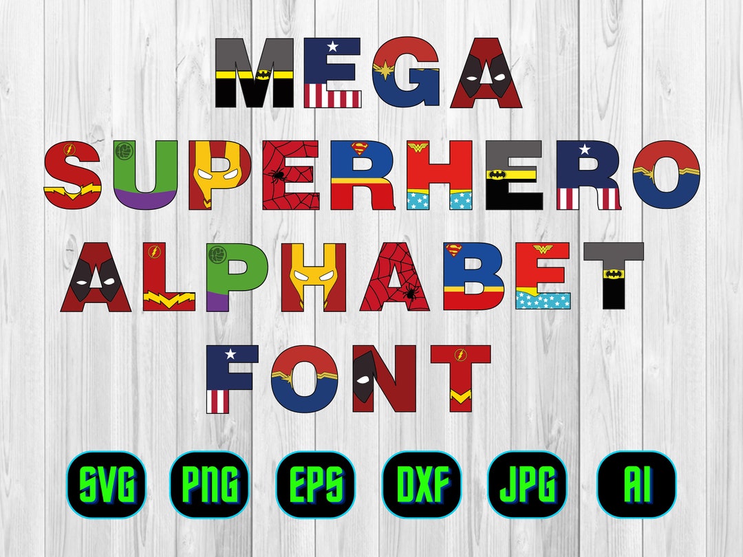 Superhero Alphabet Svg Superhero Alphabet Png Superhero Font - Etsy France