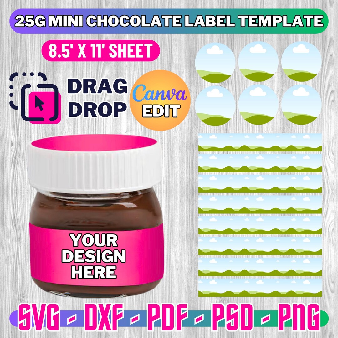 25g Mini Hazelnut Spread Label Template, Hazelnut Cocoa Spread Label ...