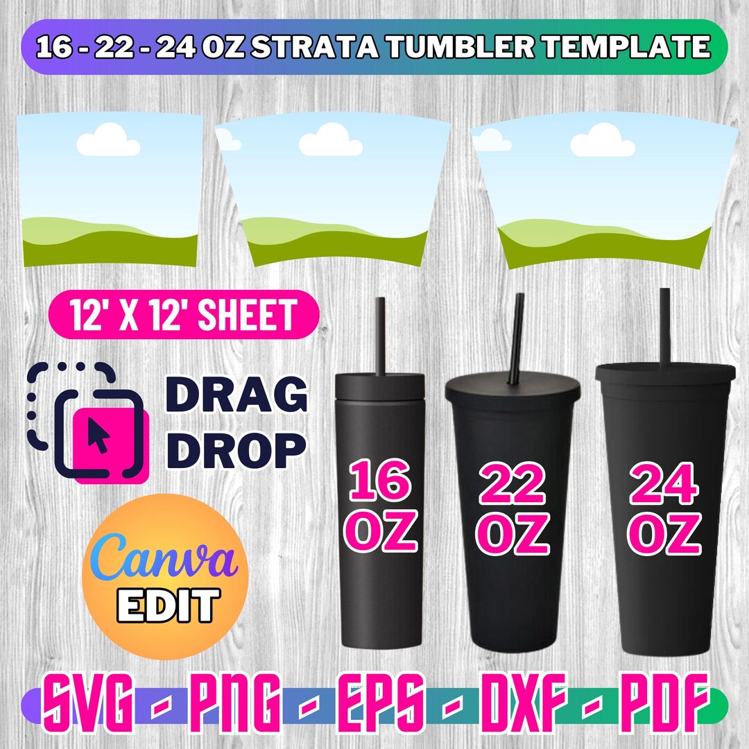 16 , 22 , 24 , Oz Strata Tumbler Template Bundle, Strata Tumbler Wrap ...