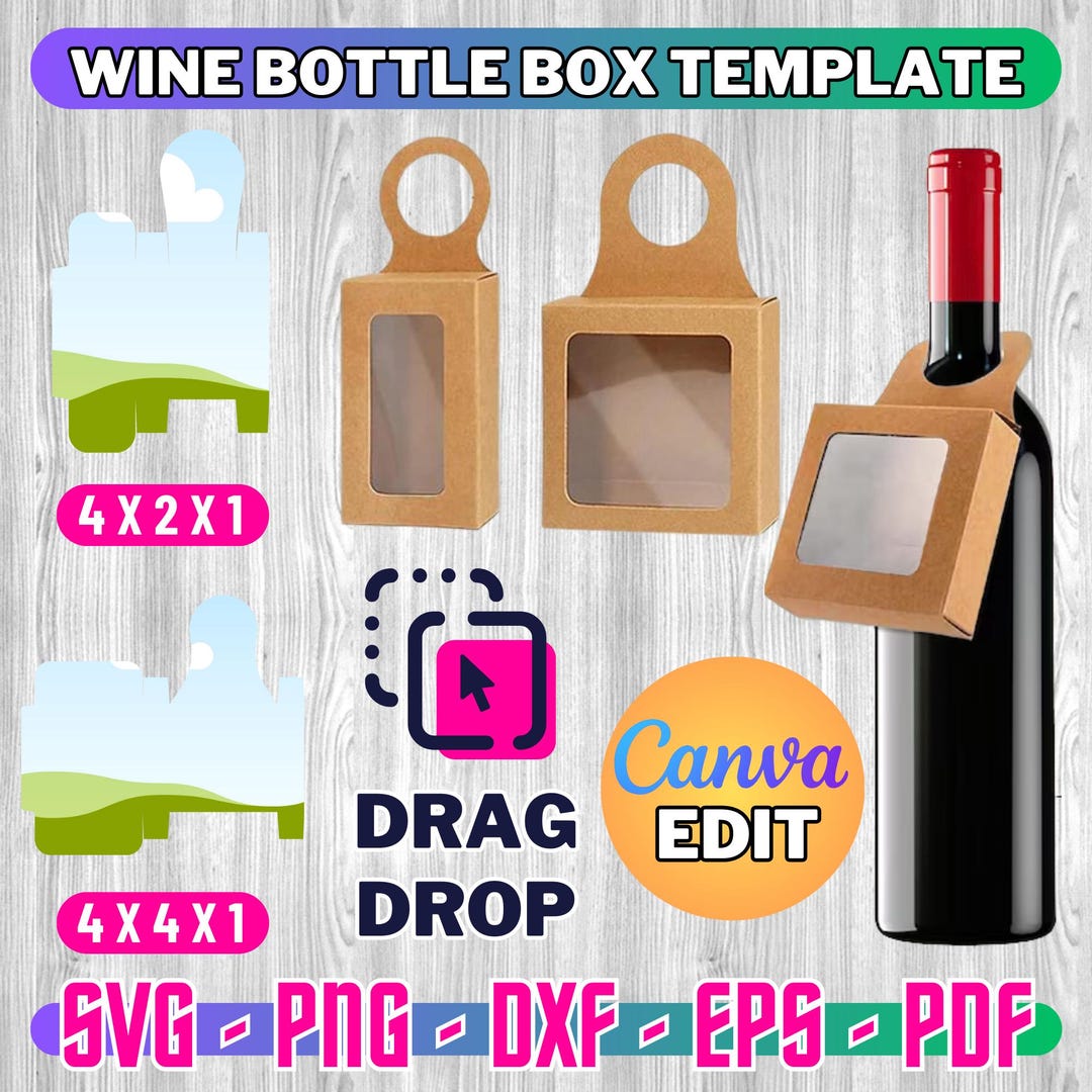 Wine Bottle Box Template, Wine Bottle Tag SVG, Wine Bottle Tag Template ...