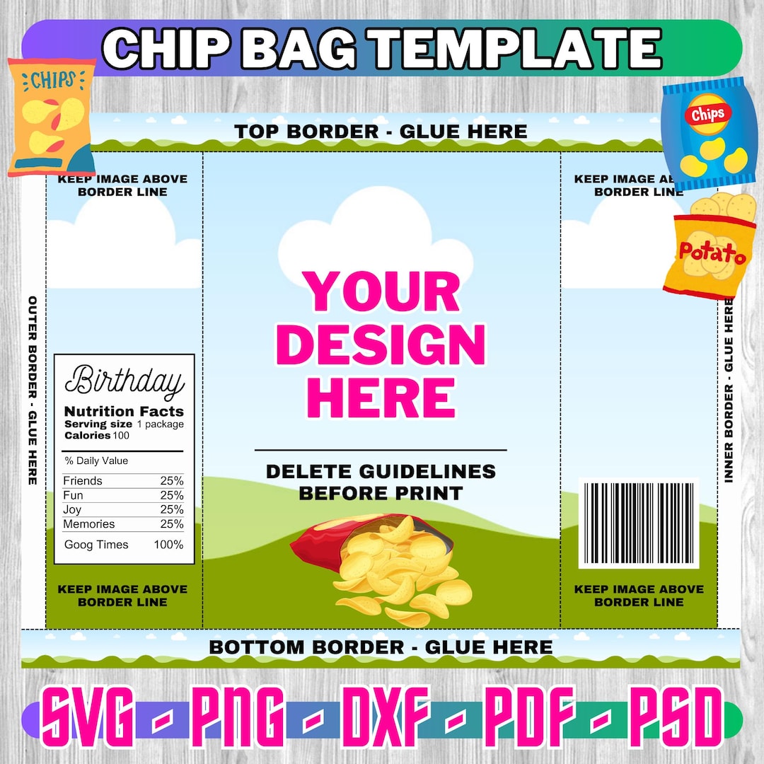 Chip Bag Template, Blank Chip Bag, Chip Bag Template Canva Editable ...