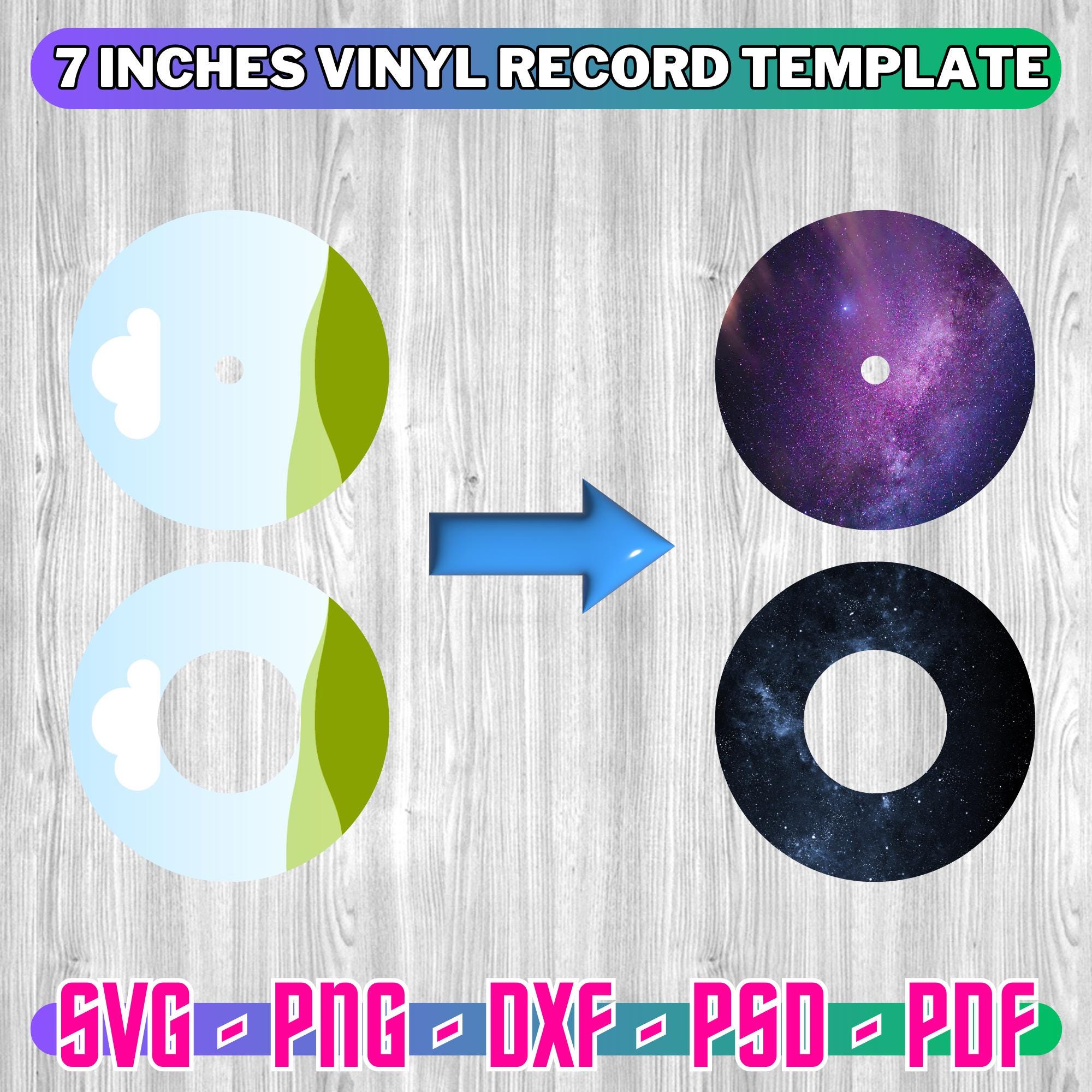 7 Inches Vinyl Record Template, Vinyl Record Label Template, Record ...