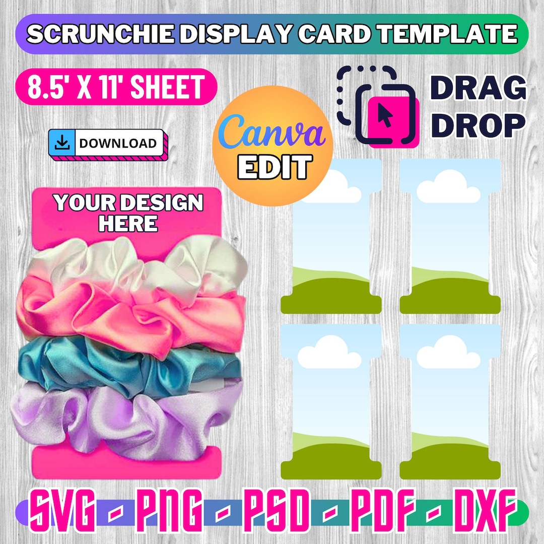 Scrunchie Display Card Template, Scrunchie Tag Template, Scrunchie ...